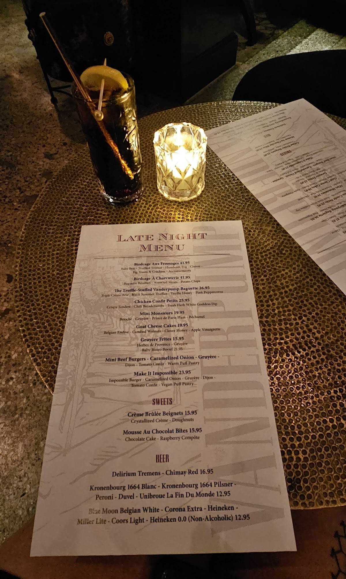 Menu at Vanderpump à Paris pub & bar, Las Vegas