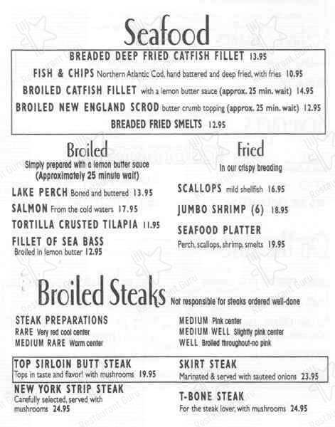 Menu at The View Restaurant, Bridgeview