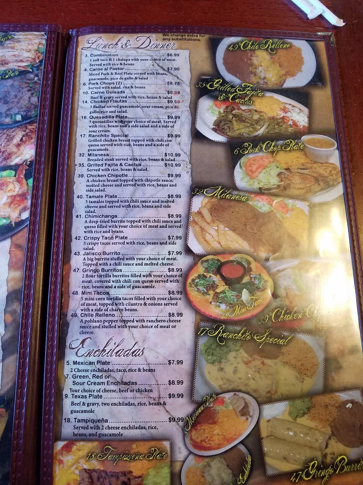 Menu at The Ranchito#5 waco restaurant, Waco