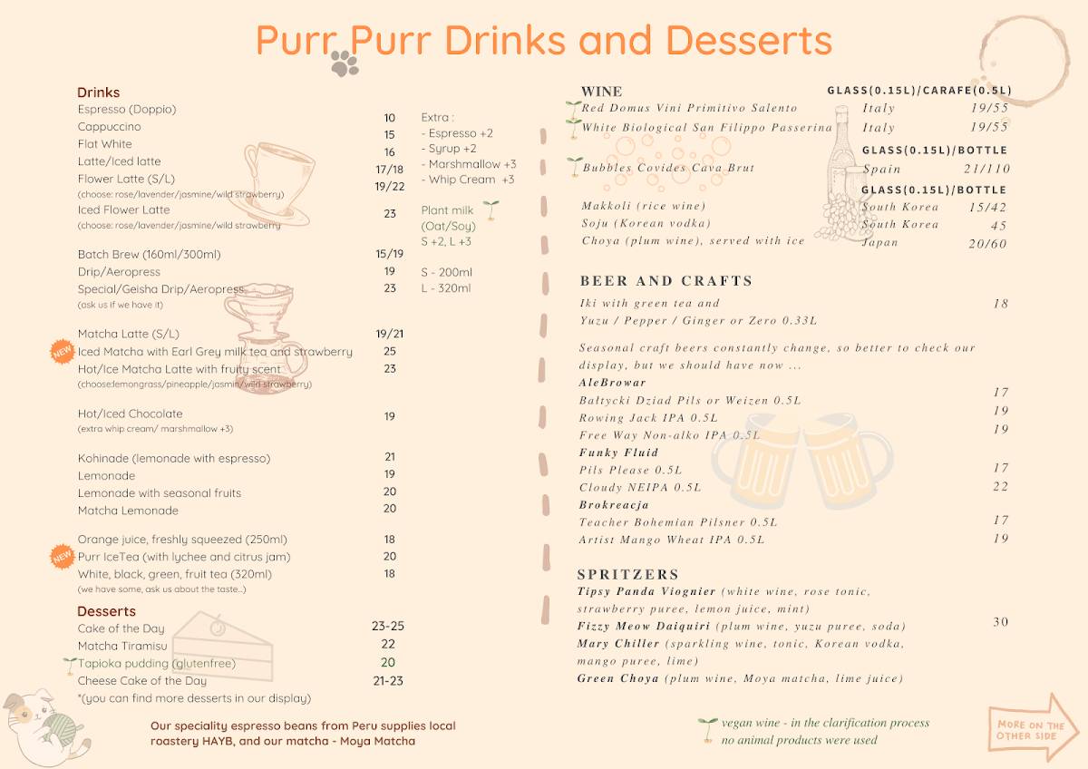 Menu at Restauracja Purr Purr (Kocia Strefa od 12 lat) restaurant, Warsaw