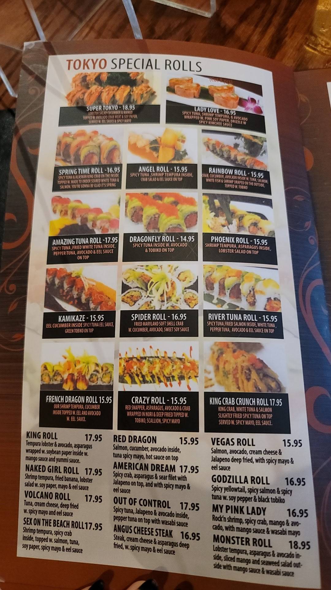Menu at Tokyo Japanese Steakhouse, Watford City
