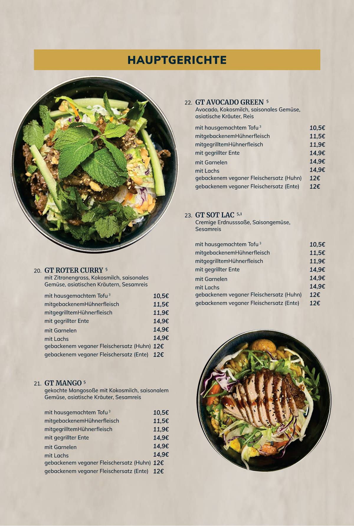 Speisekarte von GT Asian Cuisine restaurant, Wesel