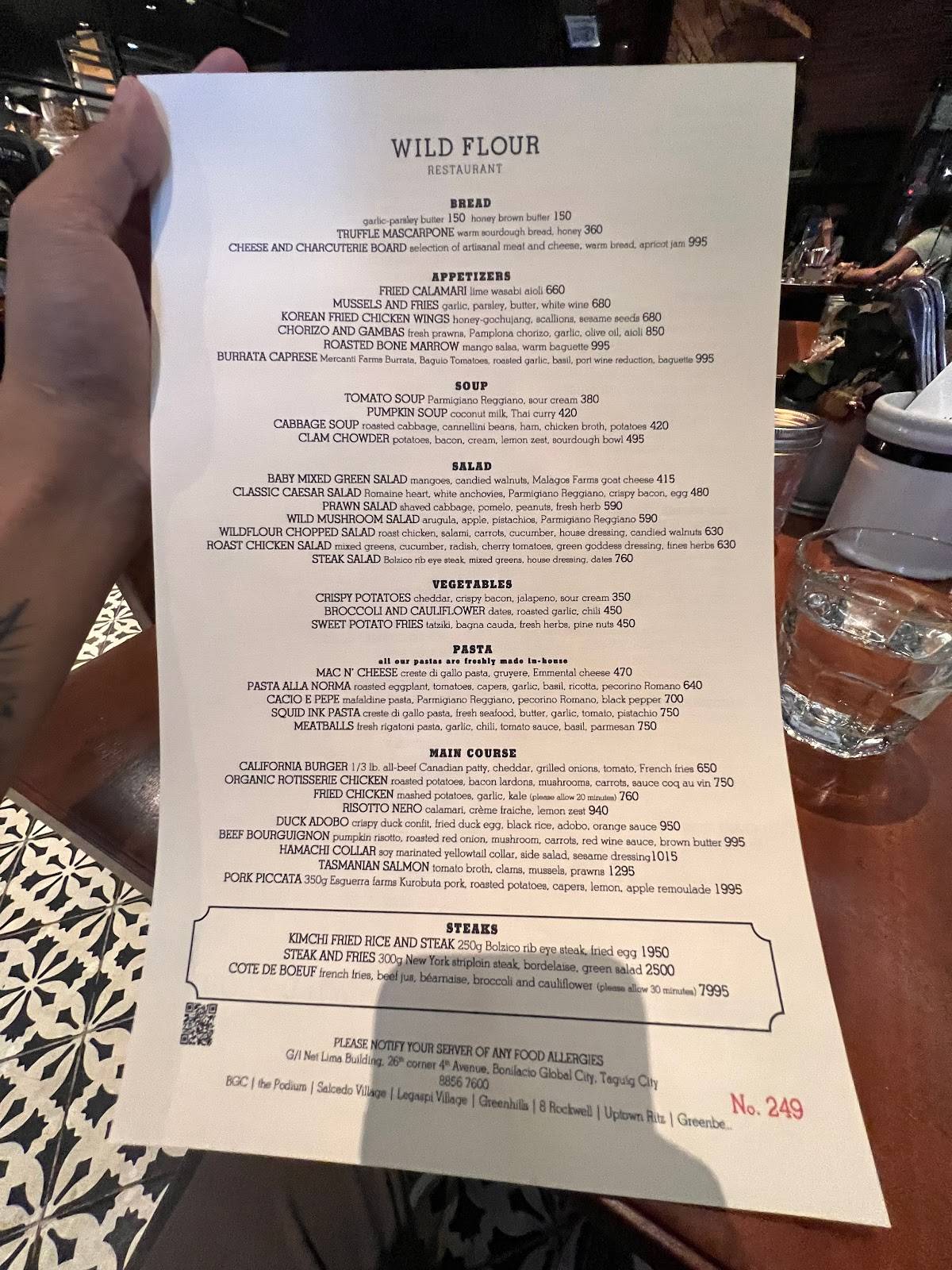 Menu at Wildflour Restaurant - BGC, Taguig, Ground Floor Six/NEO 4th Avenue