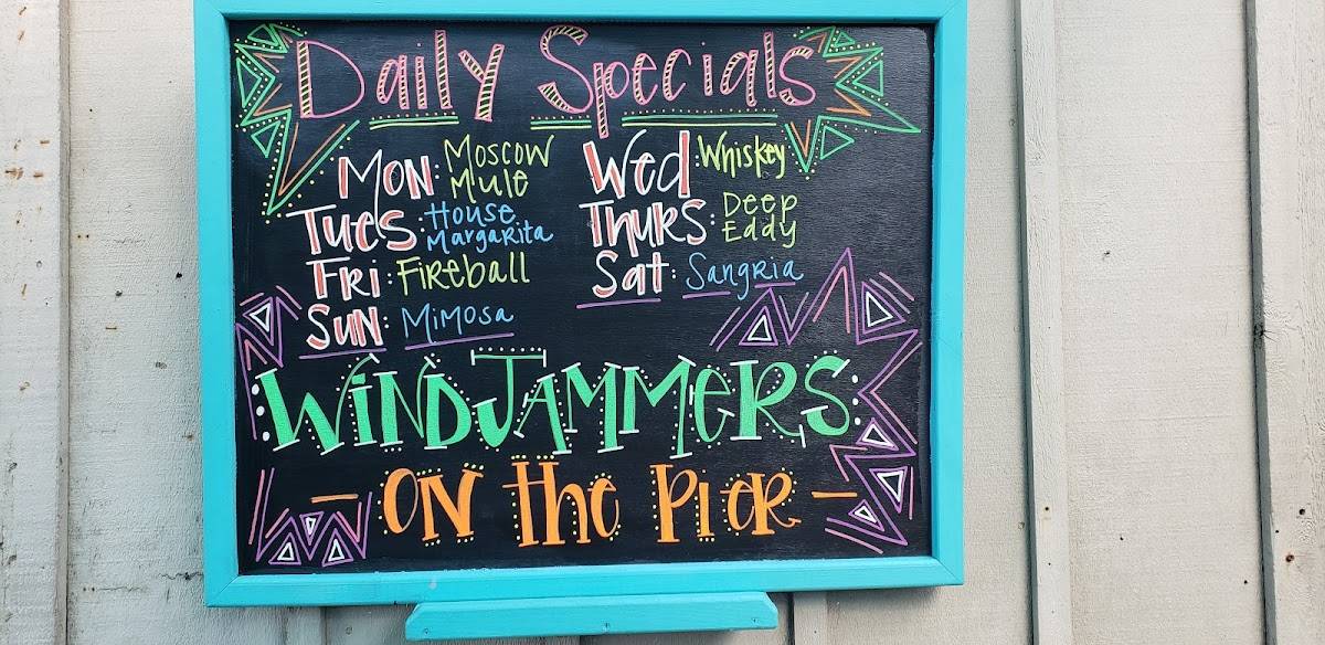Menu at Windjammers on the Pier pub & bar, Navarre