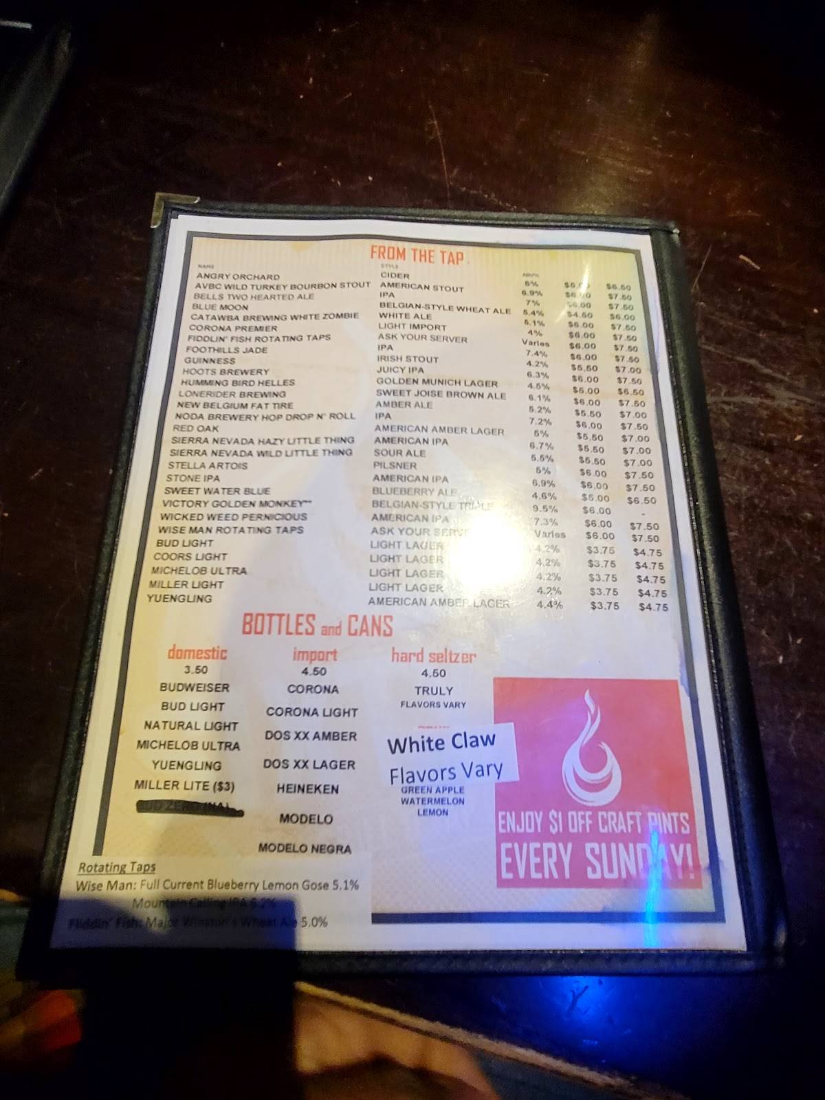 Menu at Sixty Six Grill and Taphouse pub & bar, Winston-Salem