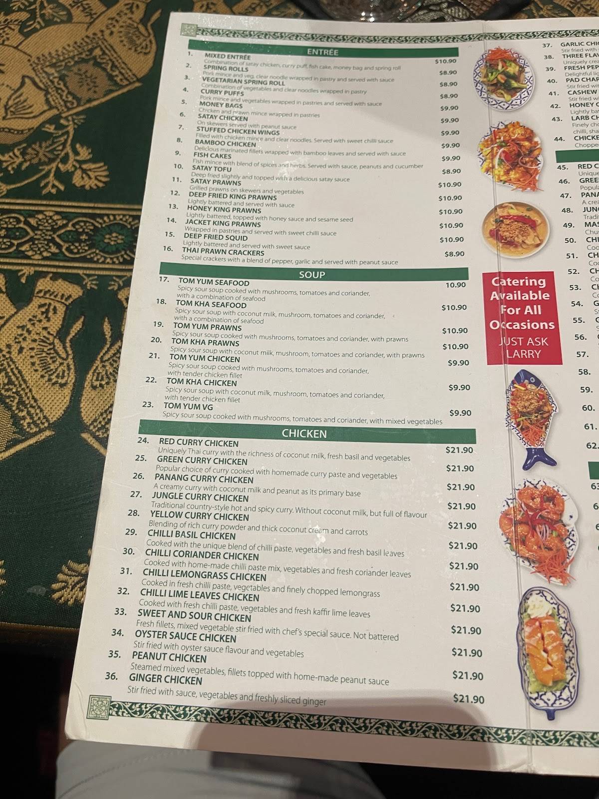 Menu at Unique Thai restaurant, Woodvale