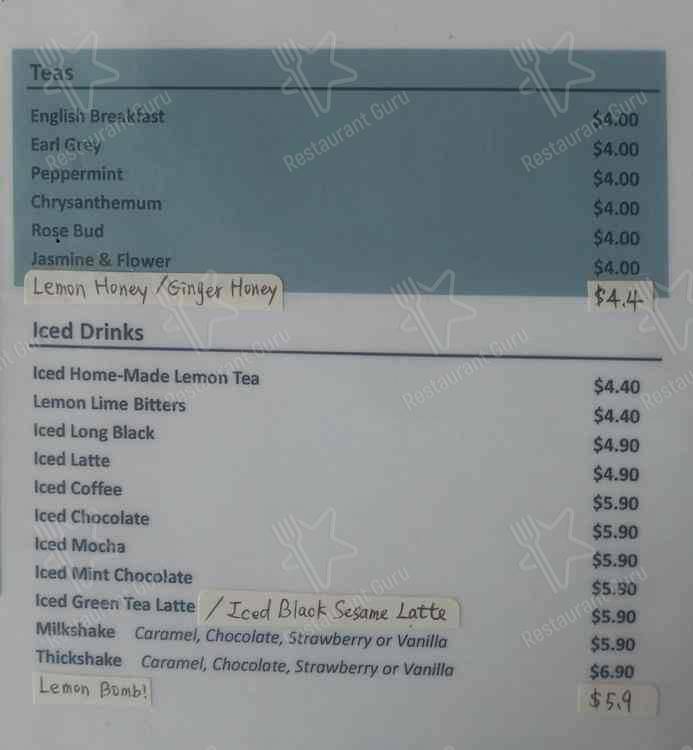 Menu at Woofissimo cafe, Macgregor