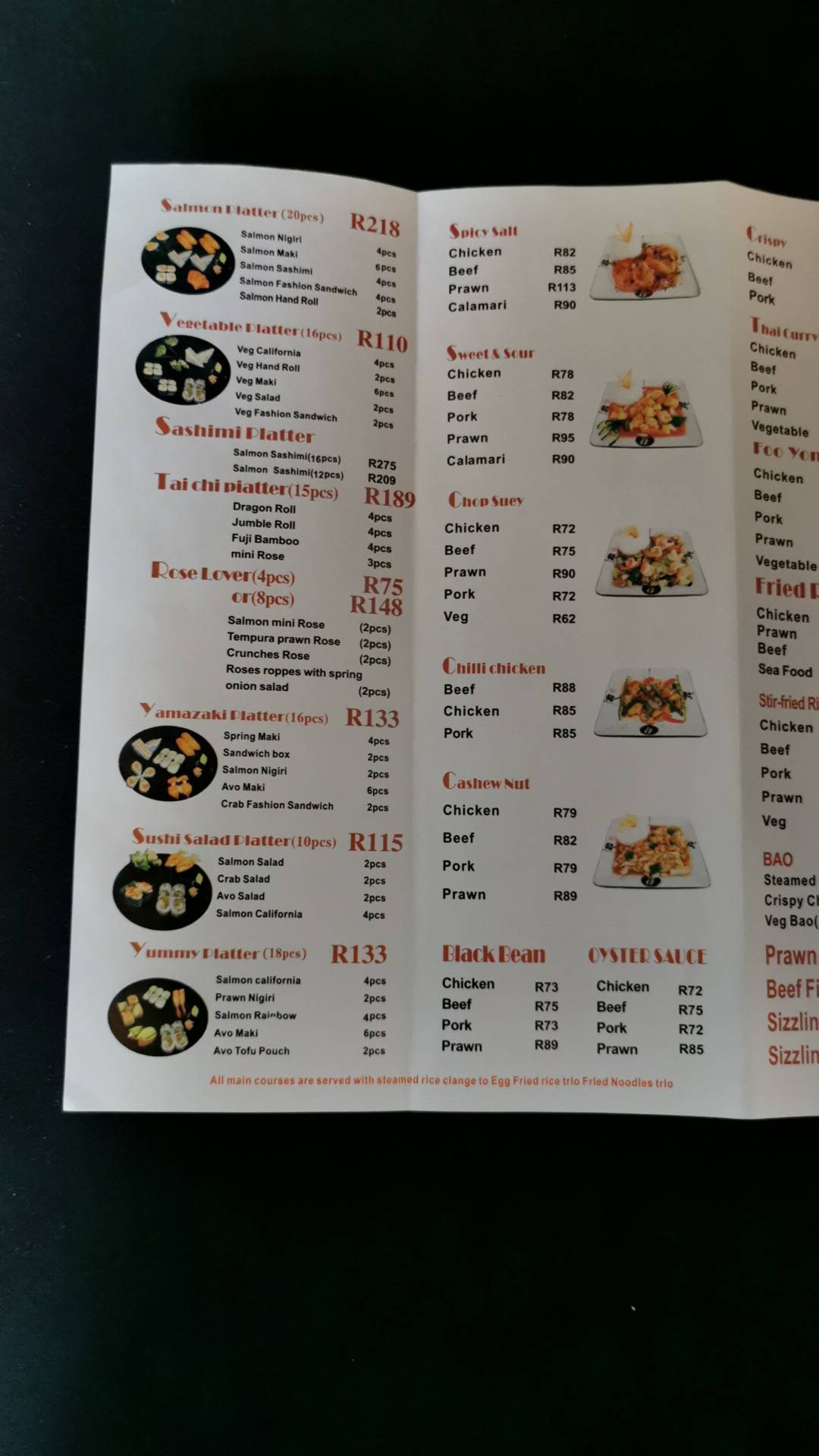 Menu at Yamakado restaurant, Centurion, 3