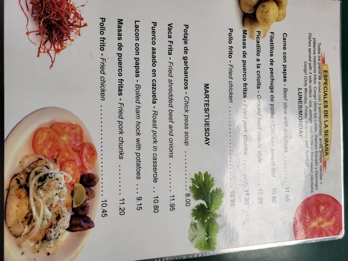 Menu at Yoyito Cafe Restaurant, Hialeah