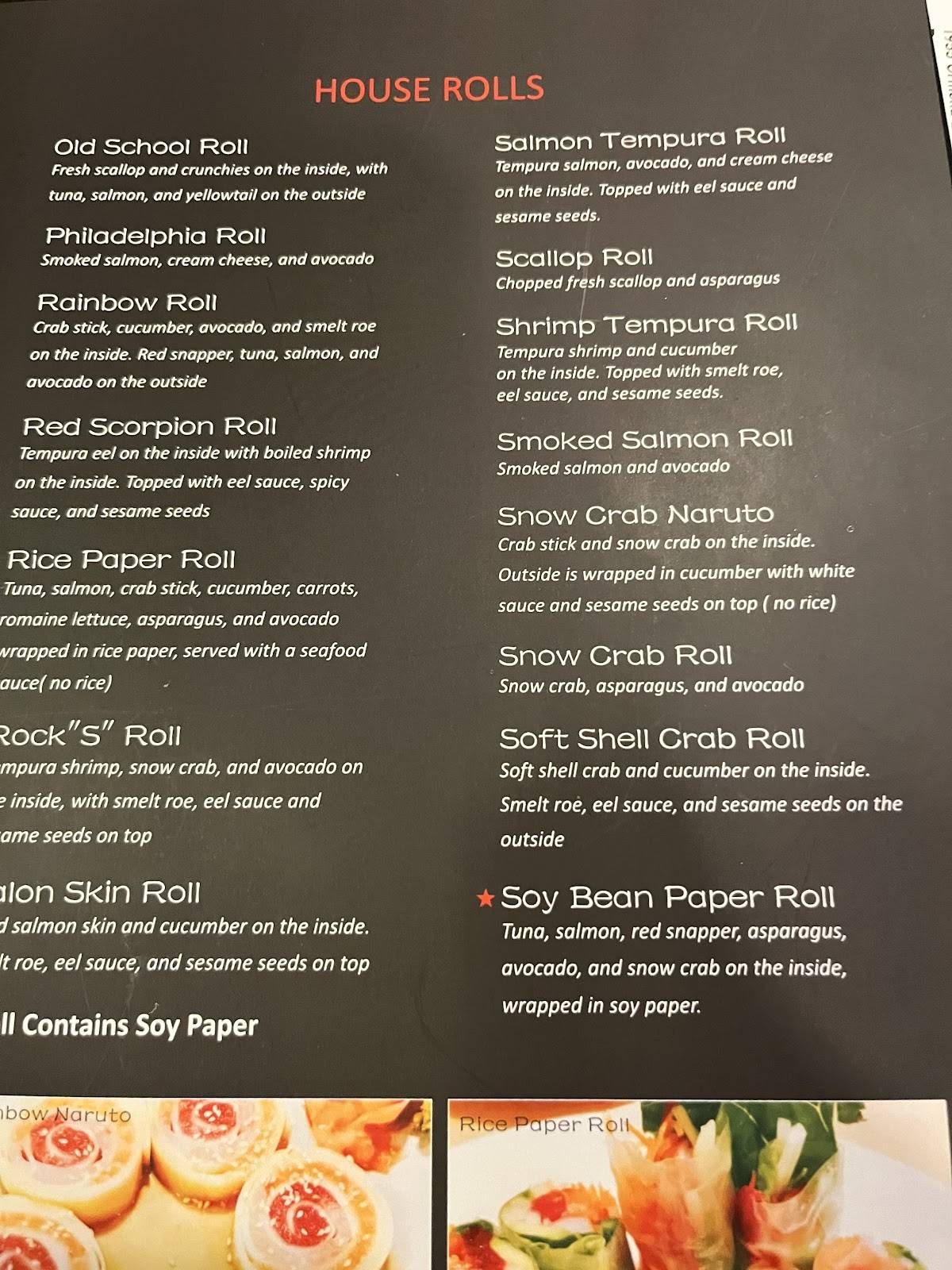 Menu at Yummy Tokyo Sushi restaurant, Destrehan