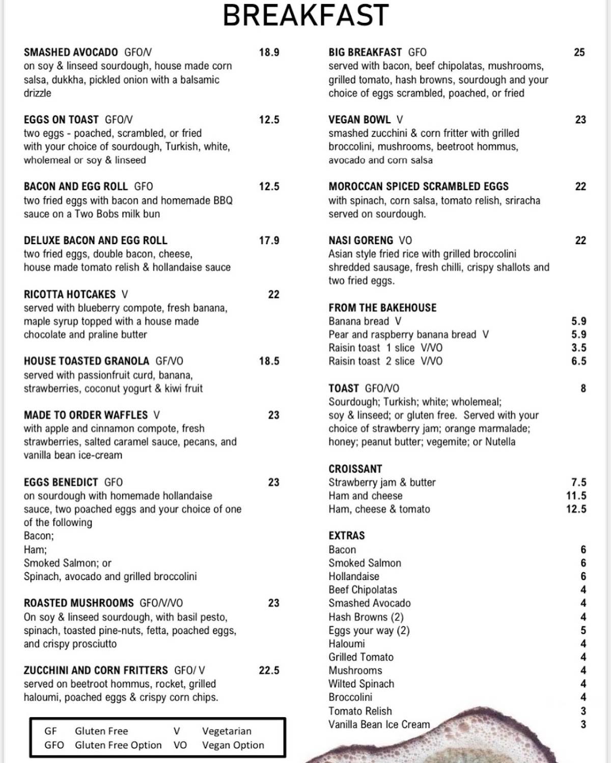 Menu at Zenith Cafe, Restaurant and Bar, Shoal Bay