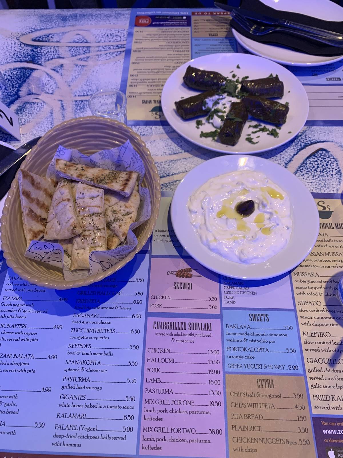 Menu at Zorba The Greek Derby restaurant, Derby
