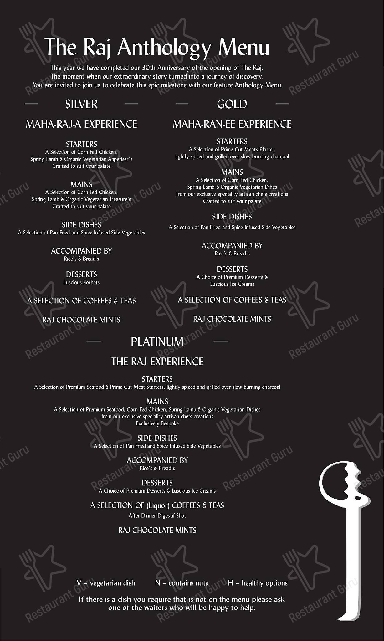 Menu at The Raj Restaurant, Kettering