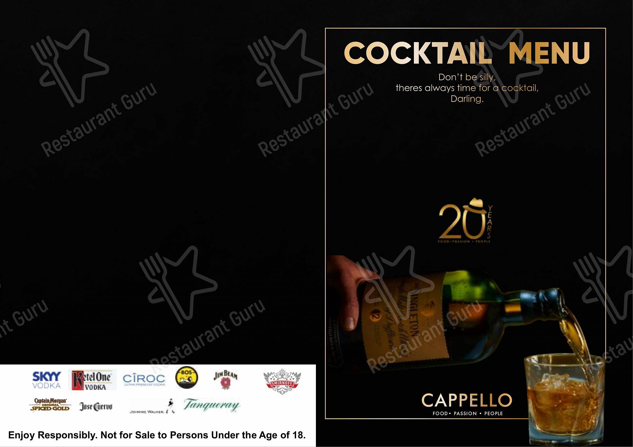 Menu at Cappello umhlanga restaurant, Durban, Shop R 34
