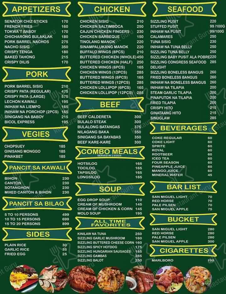 Menu at Pork Barrel - Kalayaan, Quezon City, 92 Kalayaan Ave