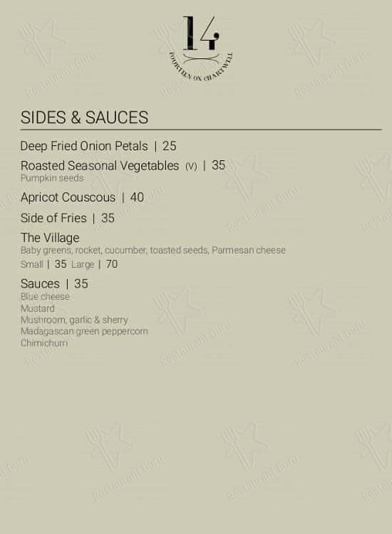 Menu at 14 on Chartwell pub & bar, Umhlanga