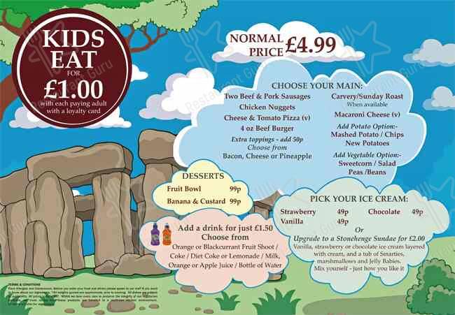 Menu at Stonehenge Inn pub & bar, Amesbury