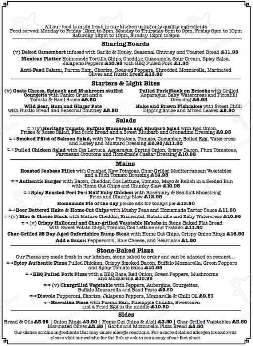 Menu at The Flower Pot pub & bar, Sunbury-on-Thames, Thames St