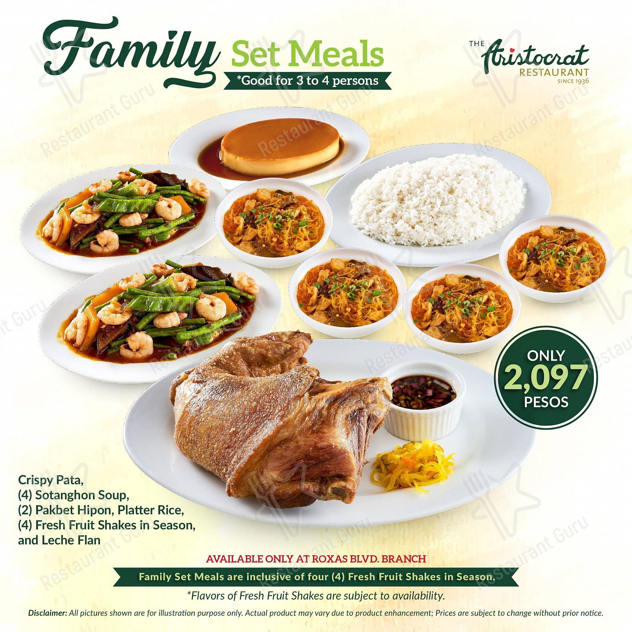 Menu at The Aristocrat Restaurant - SM North EDSA, Quezon City, L1 ...