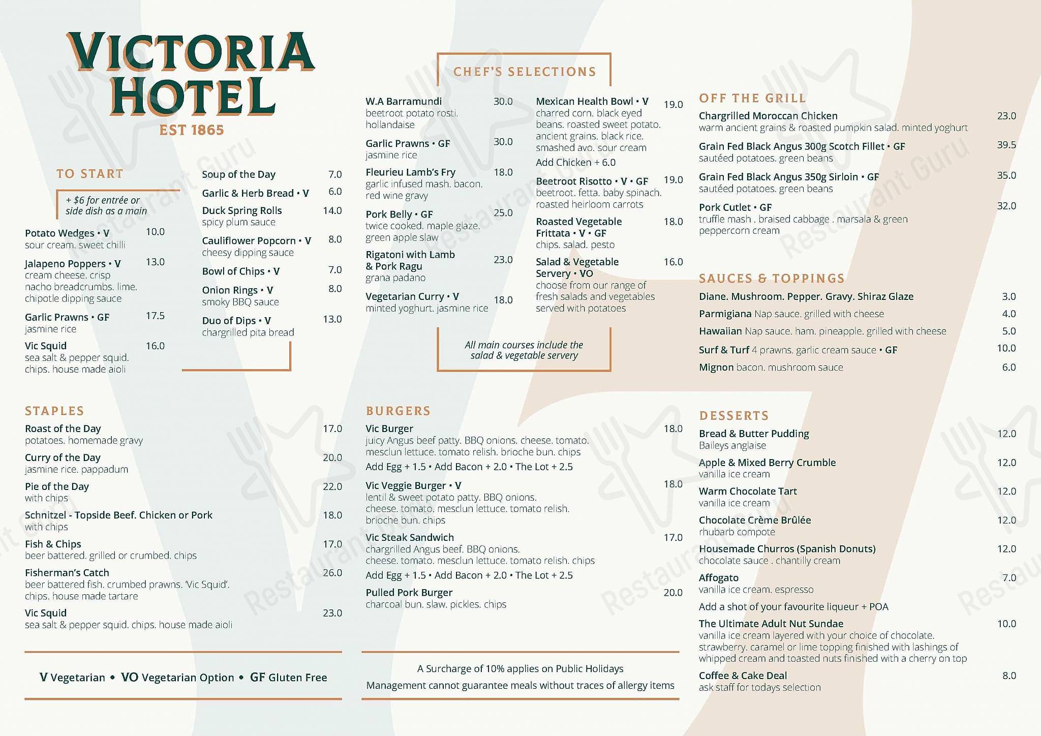 Menu at Victoria Hotel-Strathalbyn pub & bar, Strathalbyn