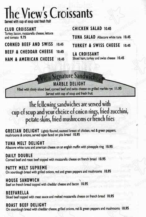 Menu at The View Restaurant, Bridgeview