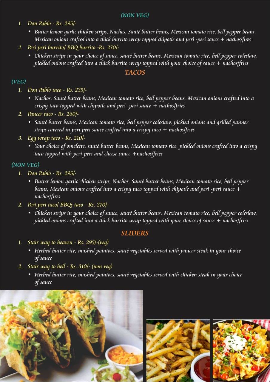 Menu at illuminati-the food mystery, New Delhi