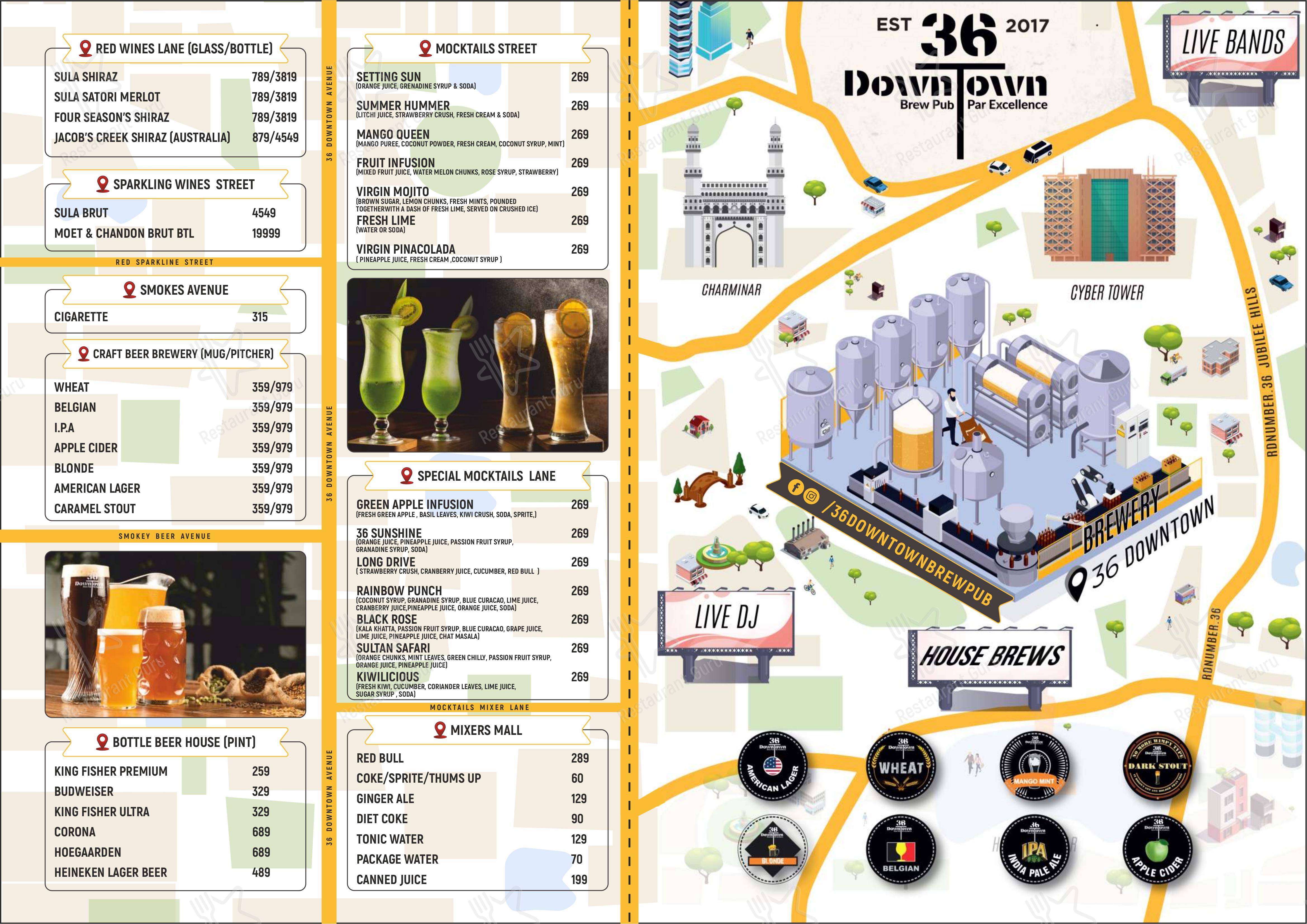 Menu at 36 Downtown Brew Pub, Hyderabad