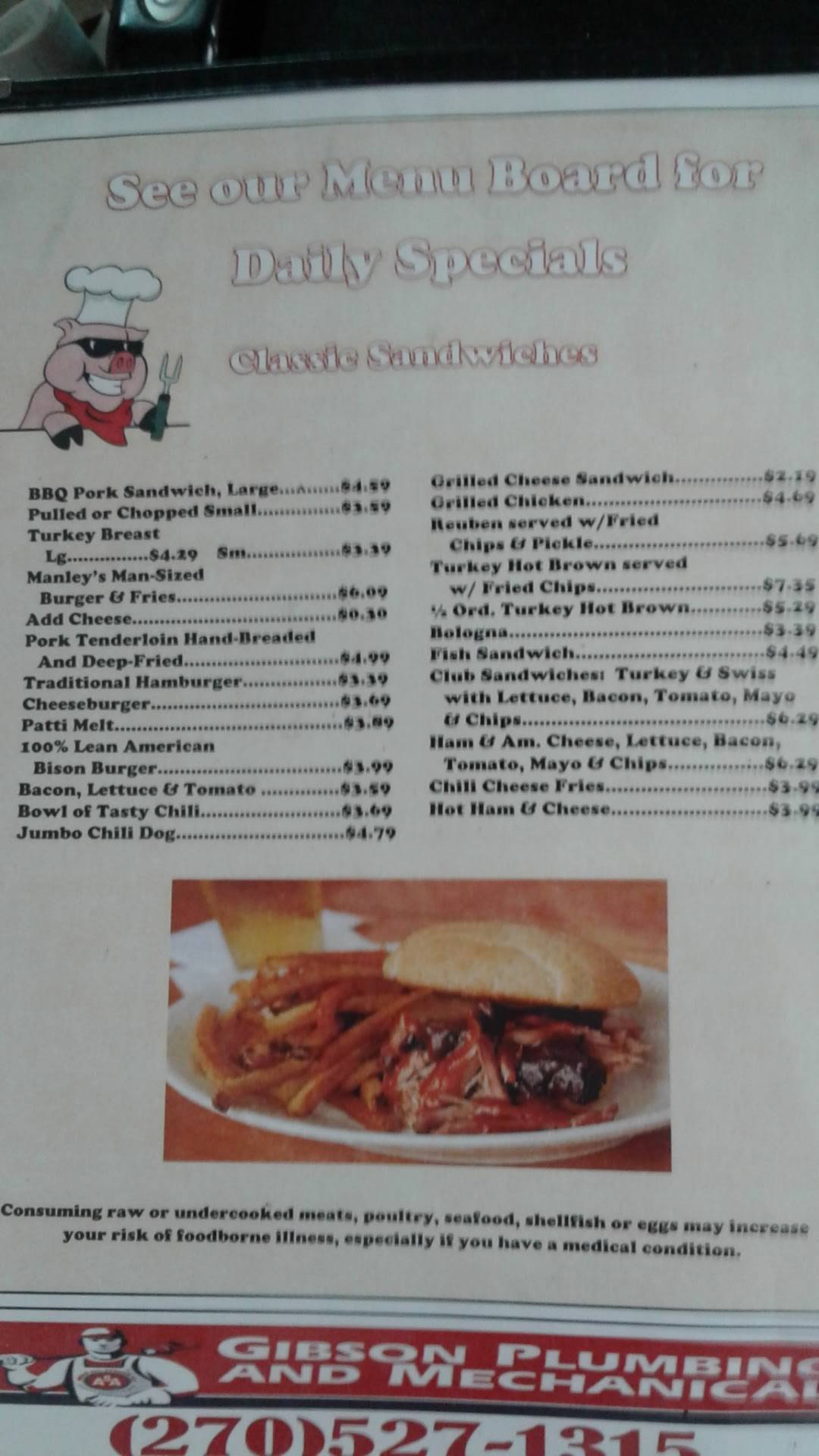 Menu at 4 Little Pigs BBQ, Benton