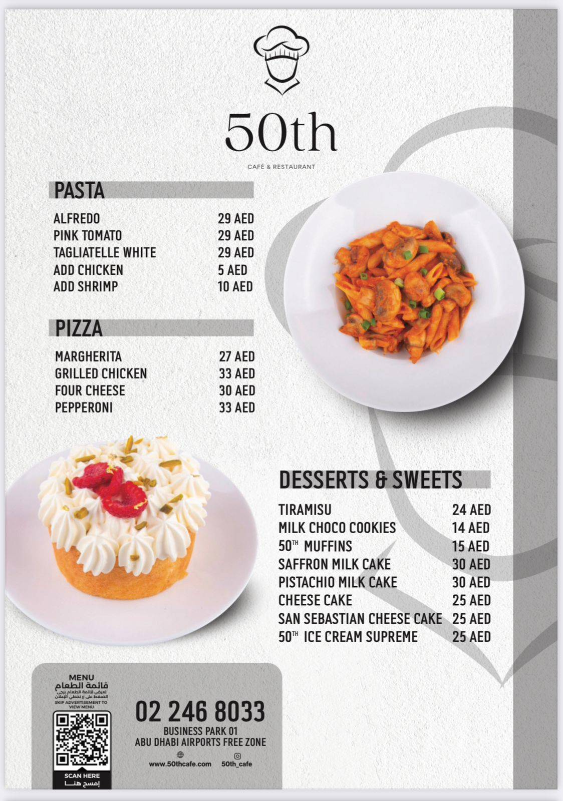 Menu at 50th Café and Restaurant, Abu Dhabi
