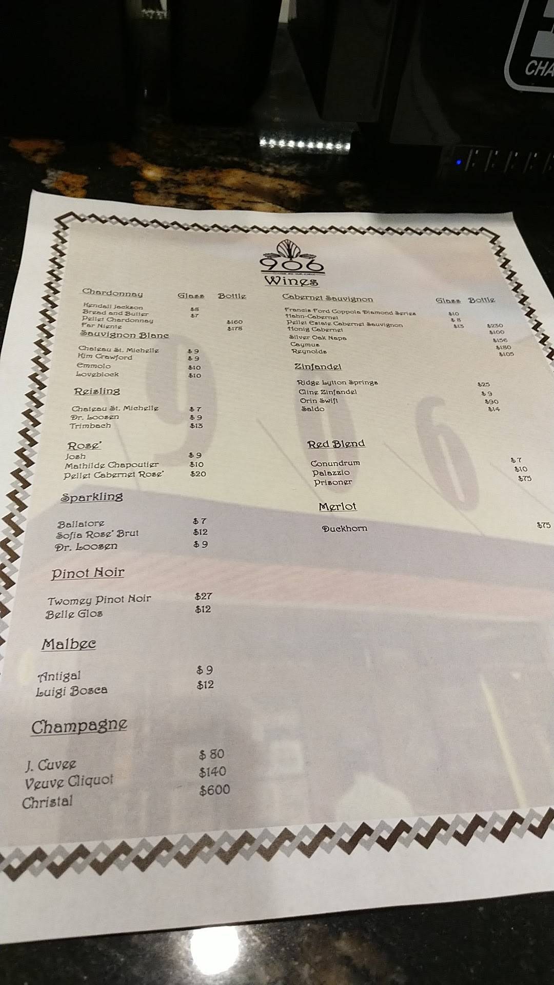 Menu at 906 Cocktail and Cigar Lounge pub & bar, Fort Smith