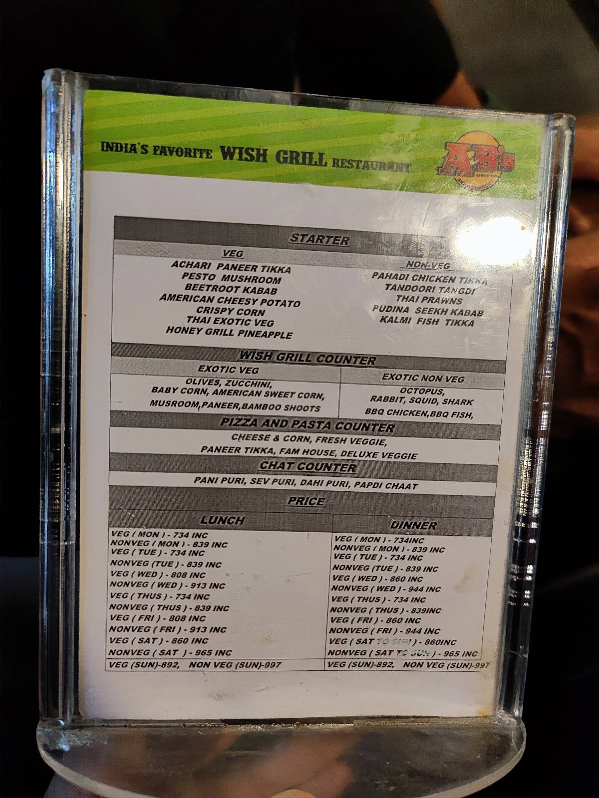 Menu at AB's - Absolute Barbecues Powai, Mumbai, Mumbai