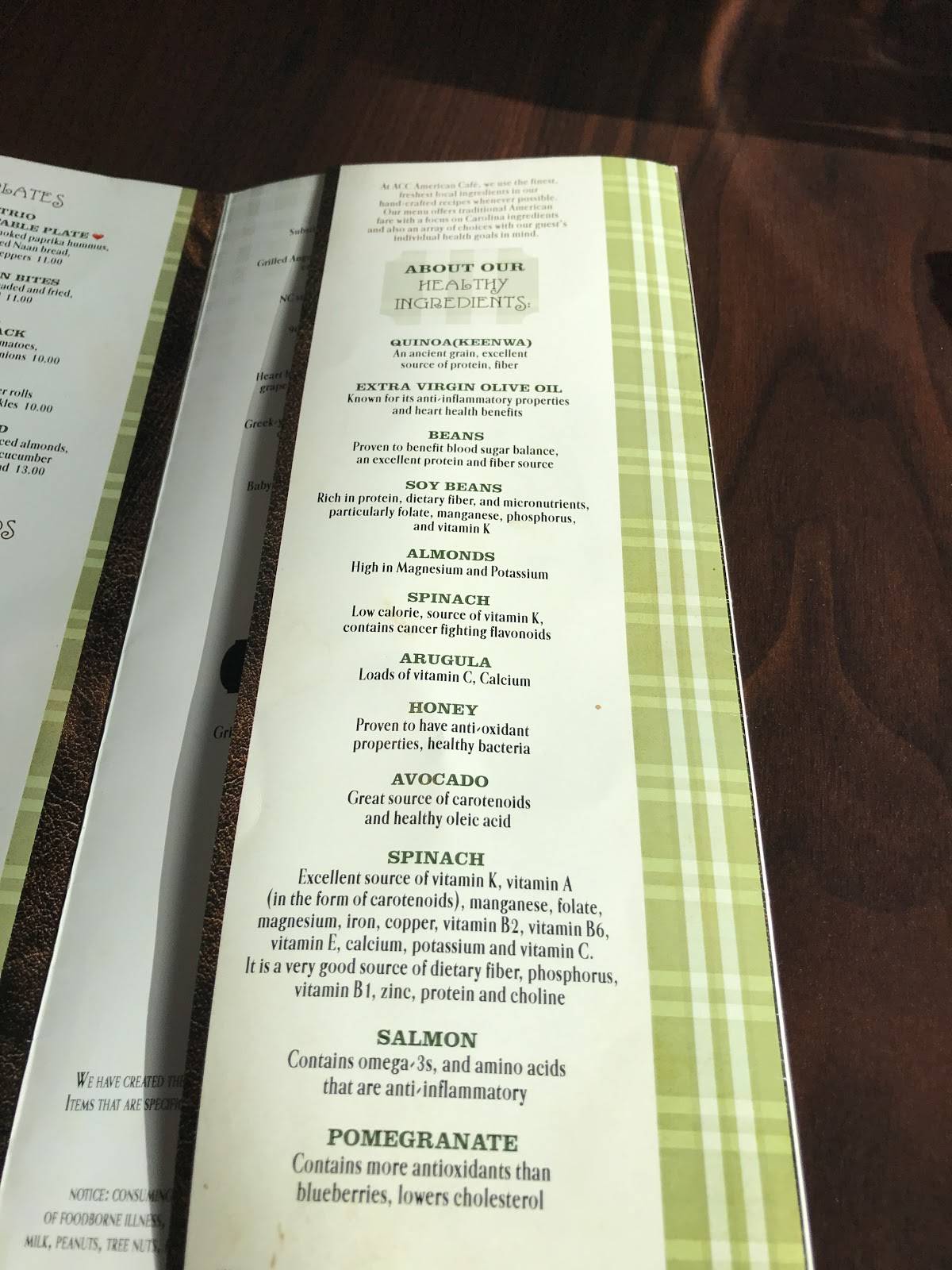 Menu at ACC American Café cafe, Morrisville, John Brantley Blvd