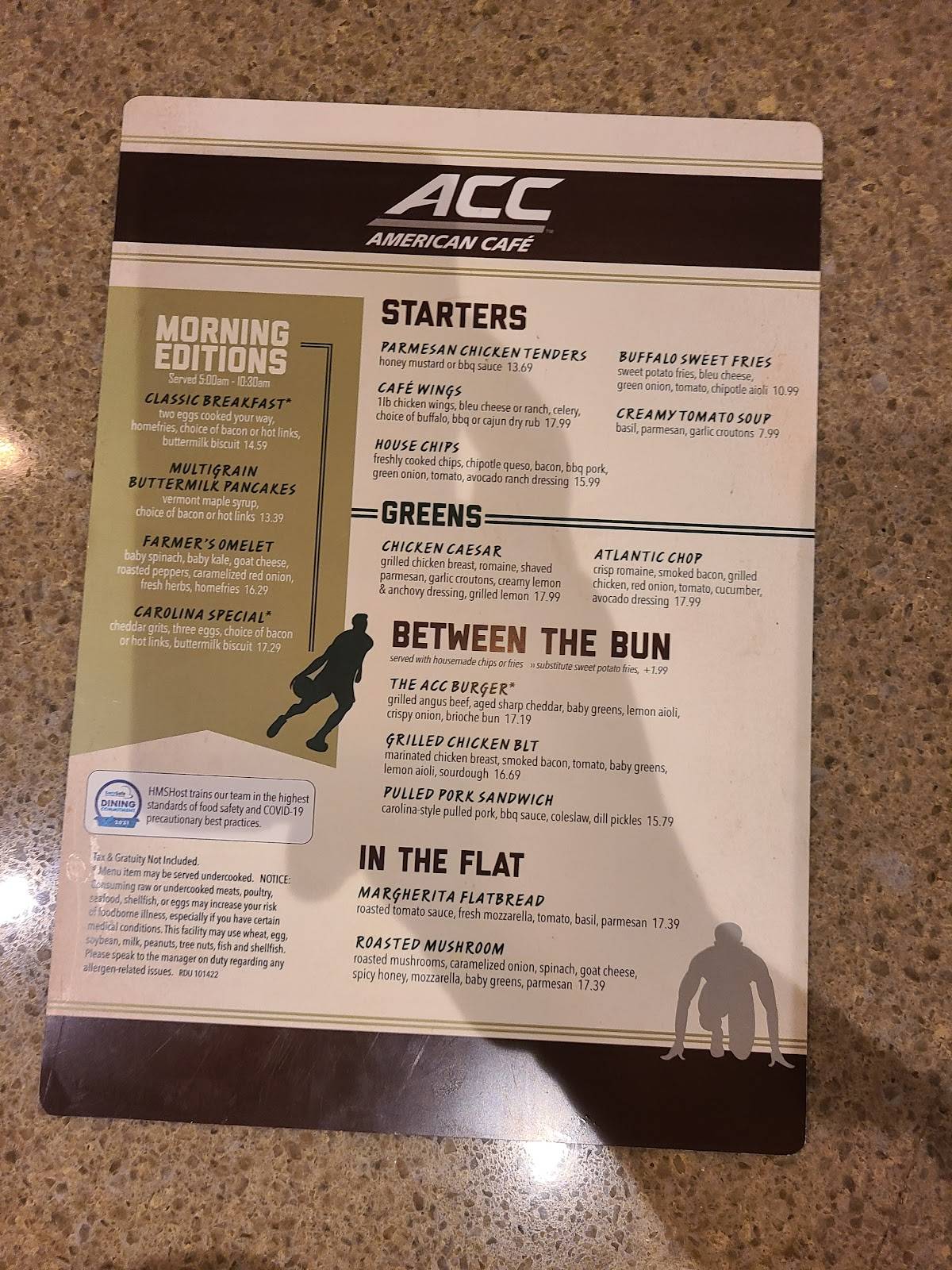 Menu at ACC American Café cafe, Morrisville, John Brantley Blvd