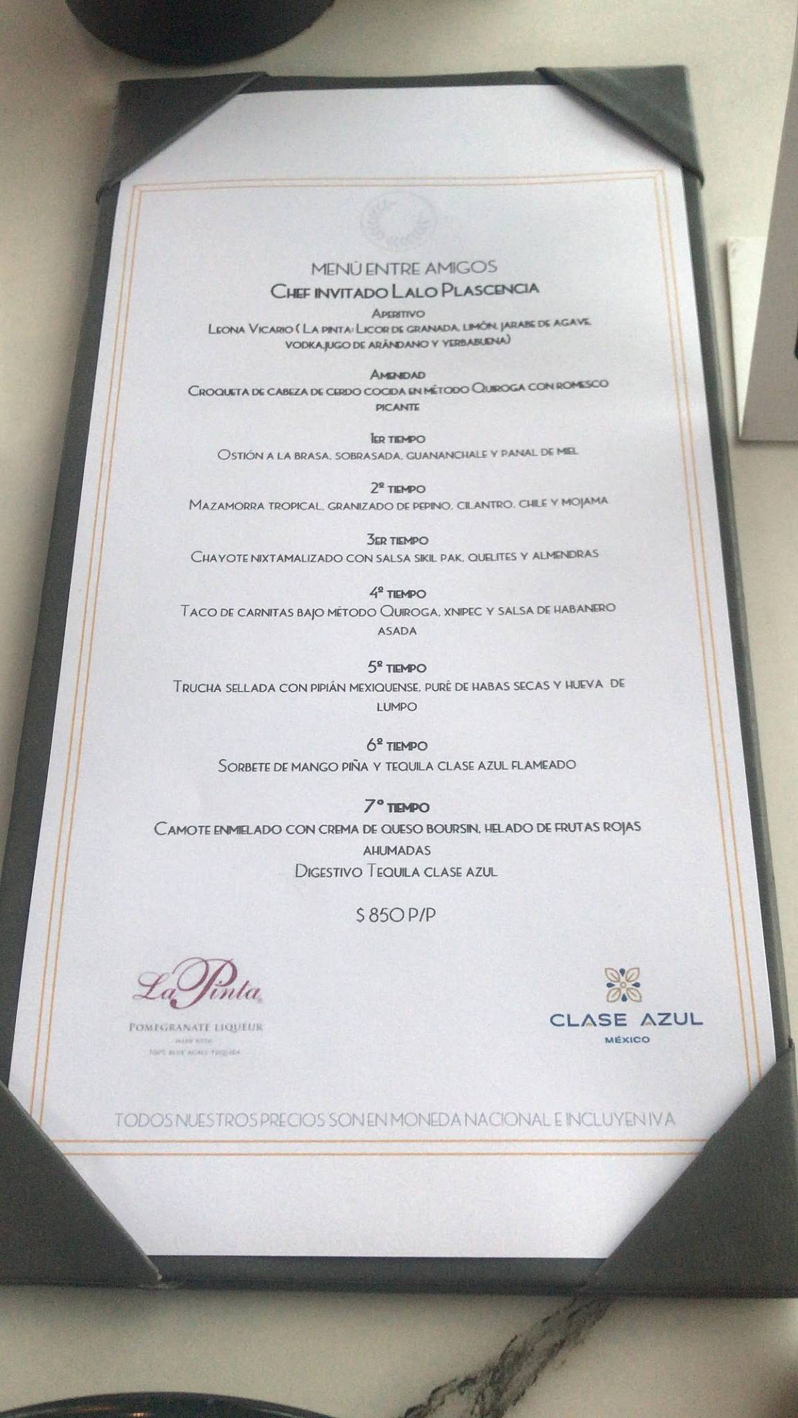 Carta del restaurante ARANGO Cocina del Raíces, Ciudad del México