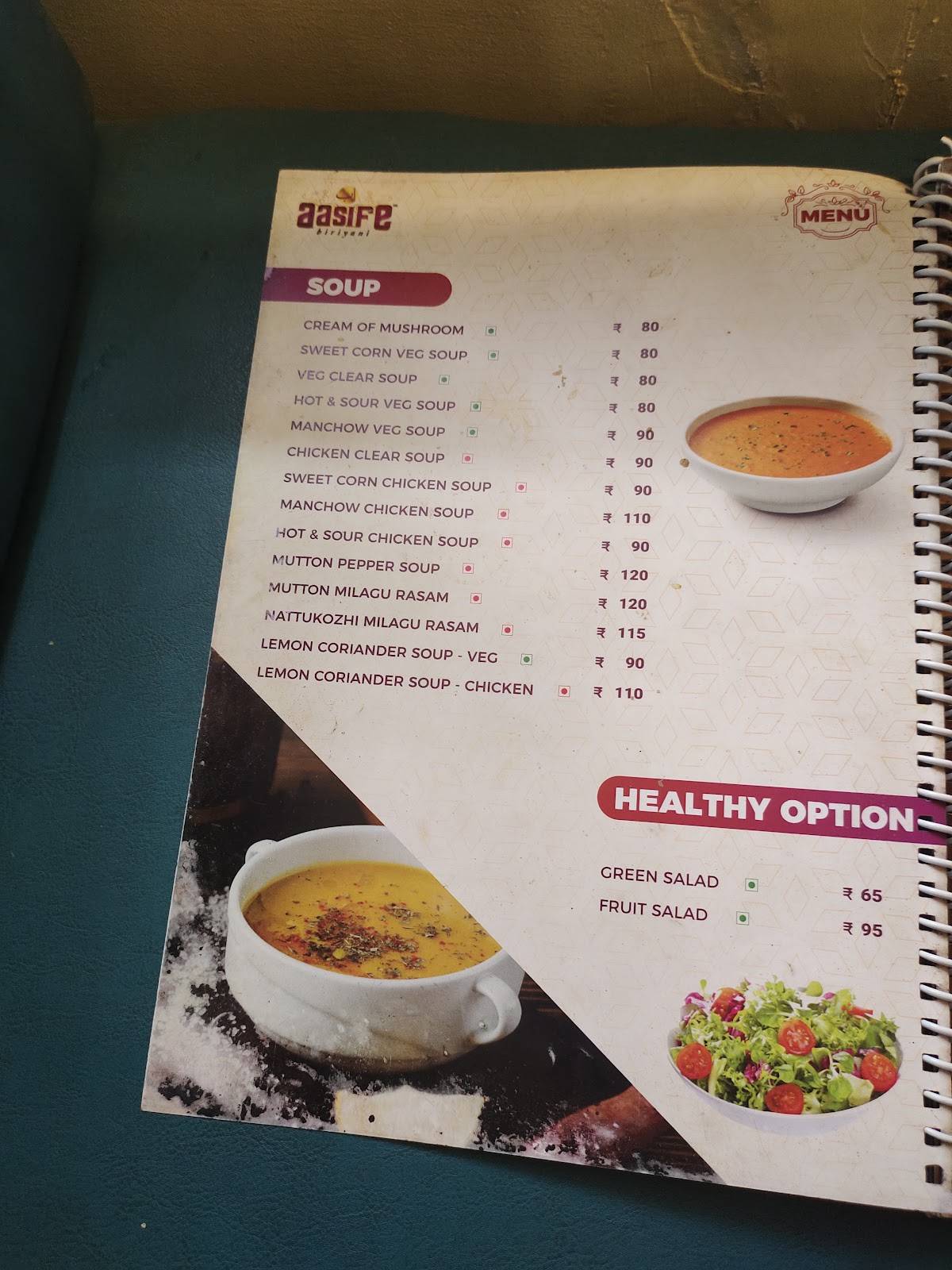 Menu at Aasife Biriyani Trichy, Tiruchirappalli