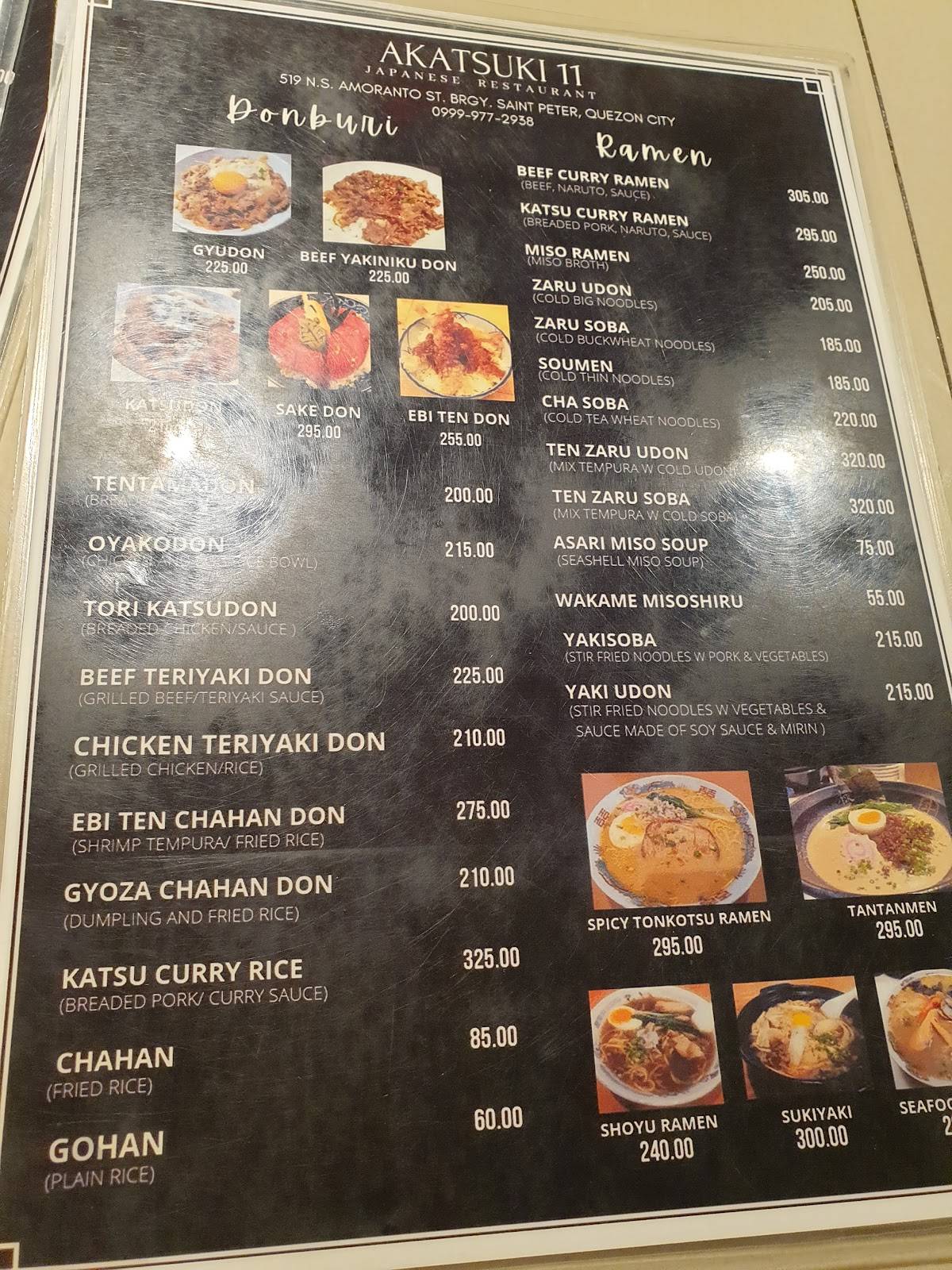 Menu at Akatsuki 11 Japanese Restaurant, Quezon City