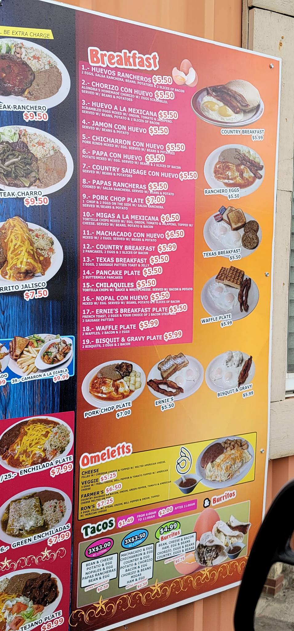 Menu at Alondra's Mexican Restaurant, La Vernia