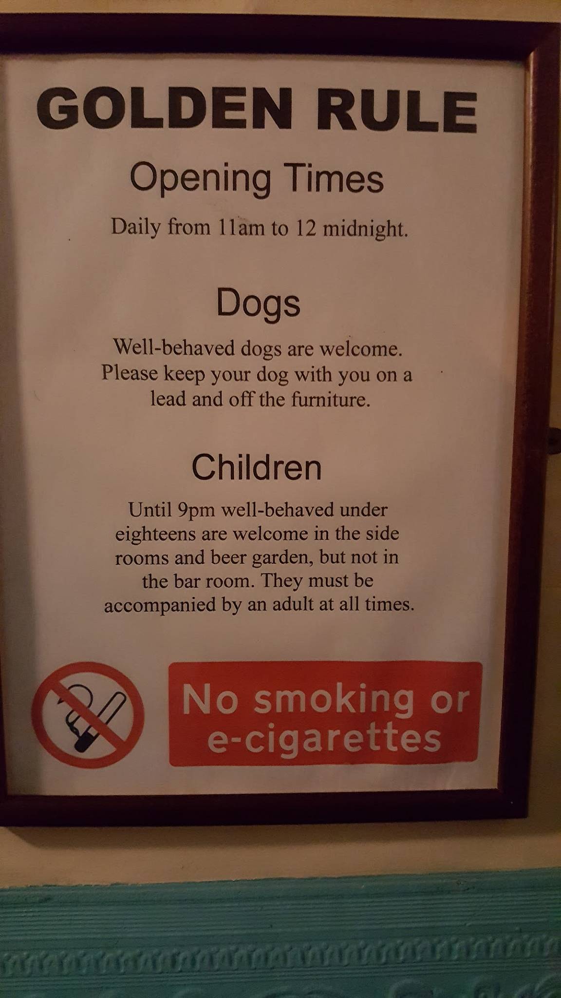 Menu at Golden Rule pub & bar, Ambleside