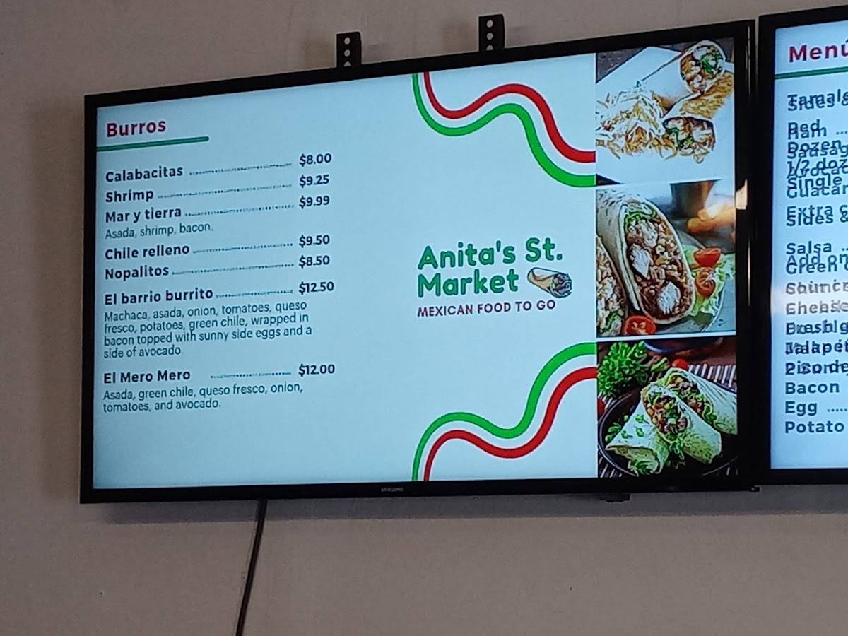 Menu at Anita Street Market restaurant, Tucson