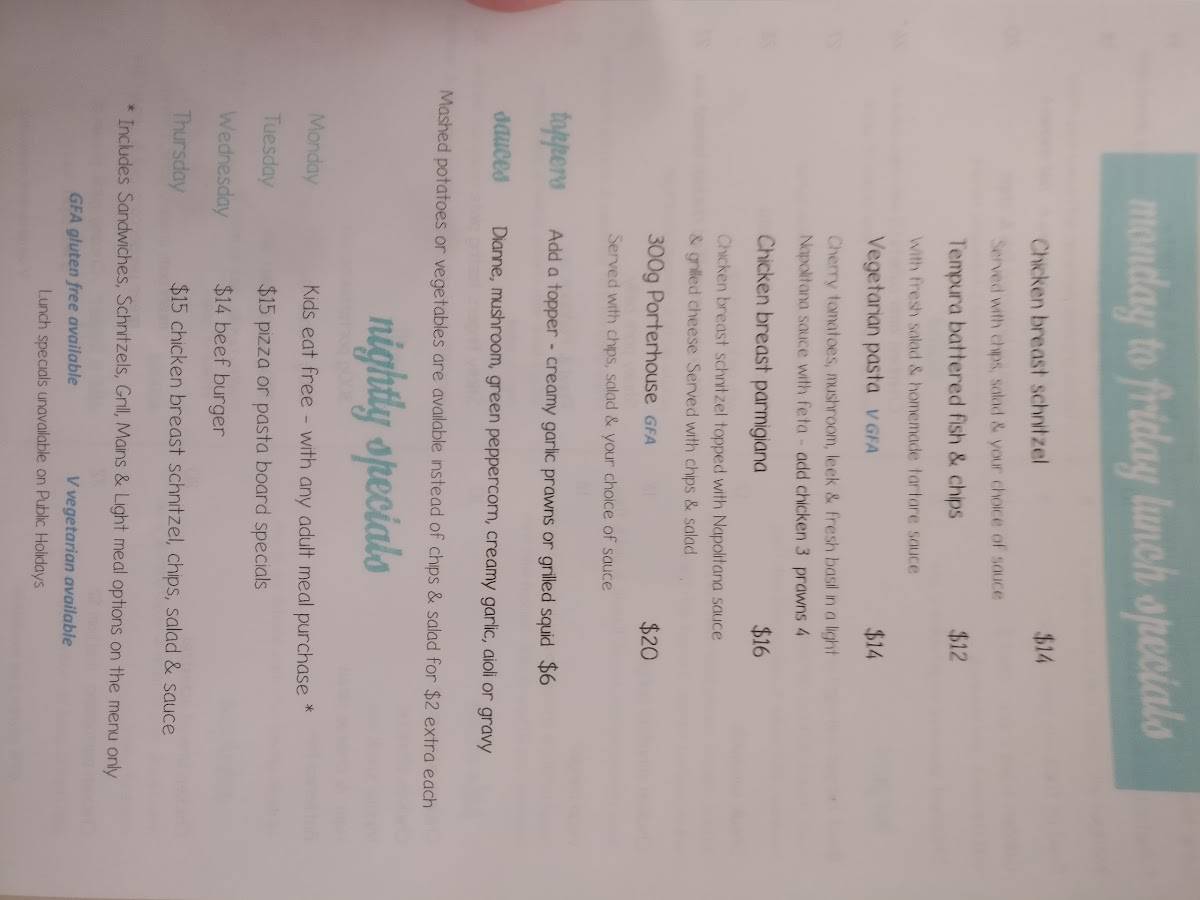 Menu at Anna Bay Tavern pub & bar, Anna Bay, 124 Gan Gan Rd