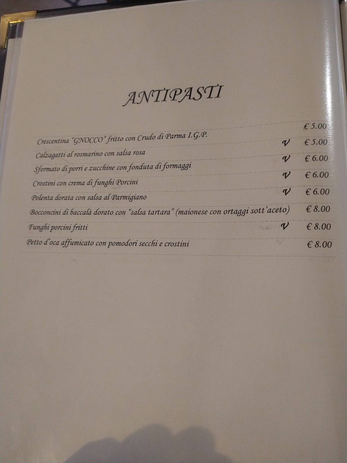Menu da Antica Trattoria Moretto ristorante, Vignola