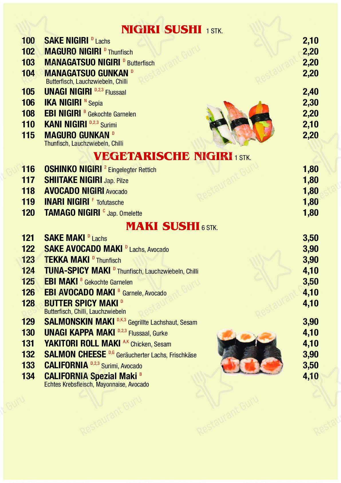 Speisekarte von Asia Sushi Restaurant NyNy, Zehdenick