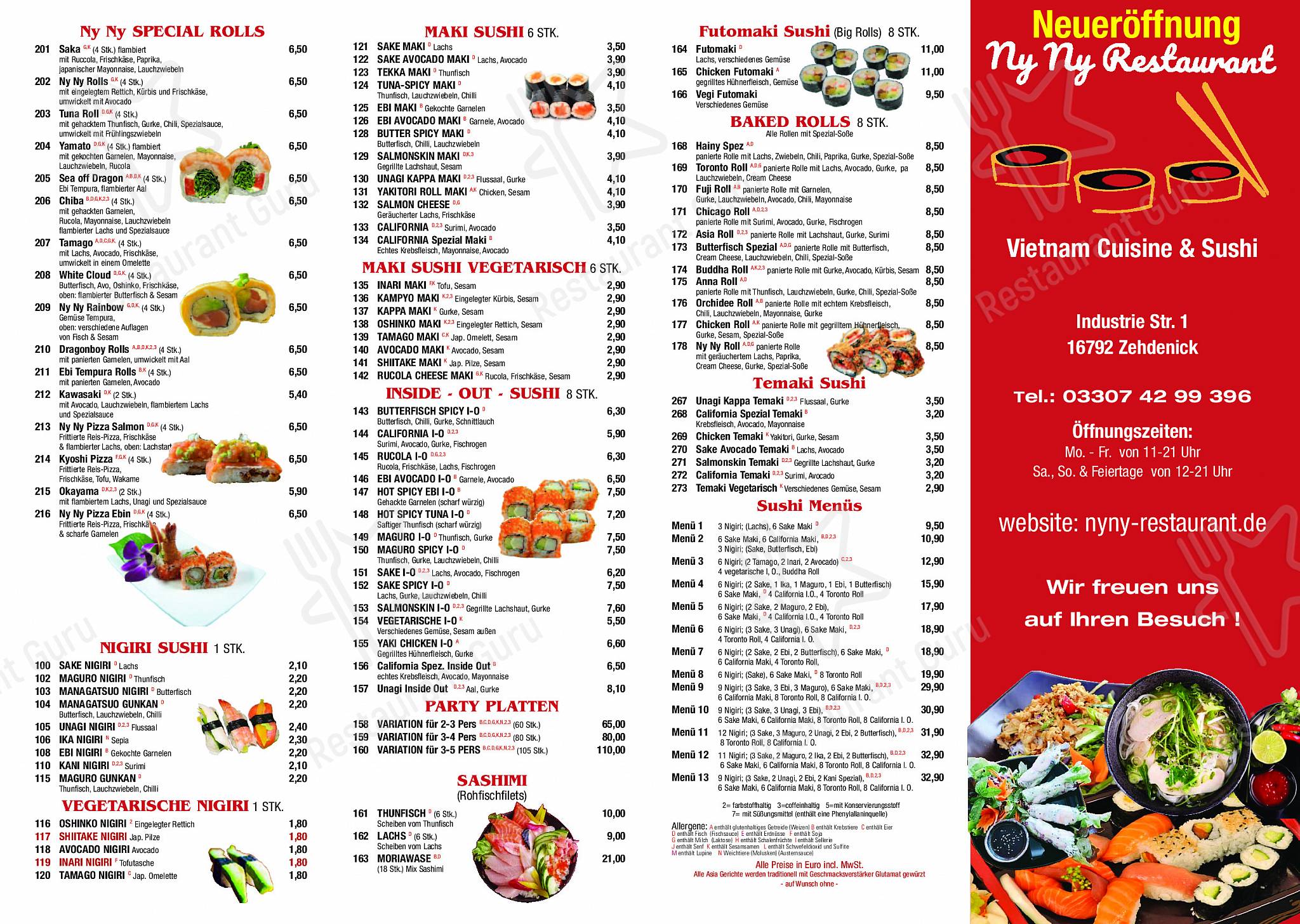 Speisekarte von Asia Sushi Restaurant NyNy, Zehdenick