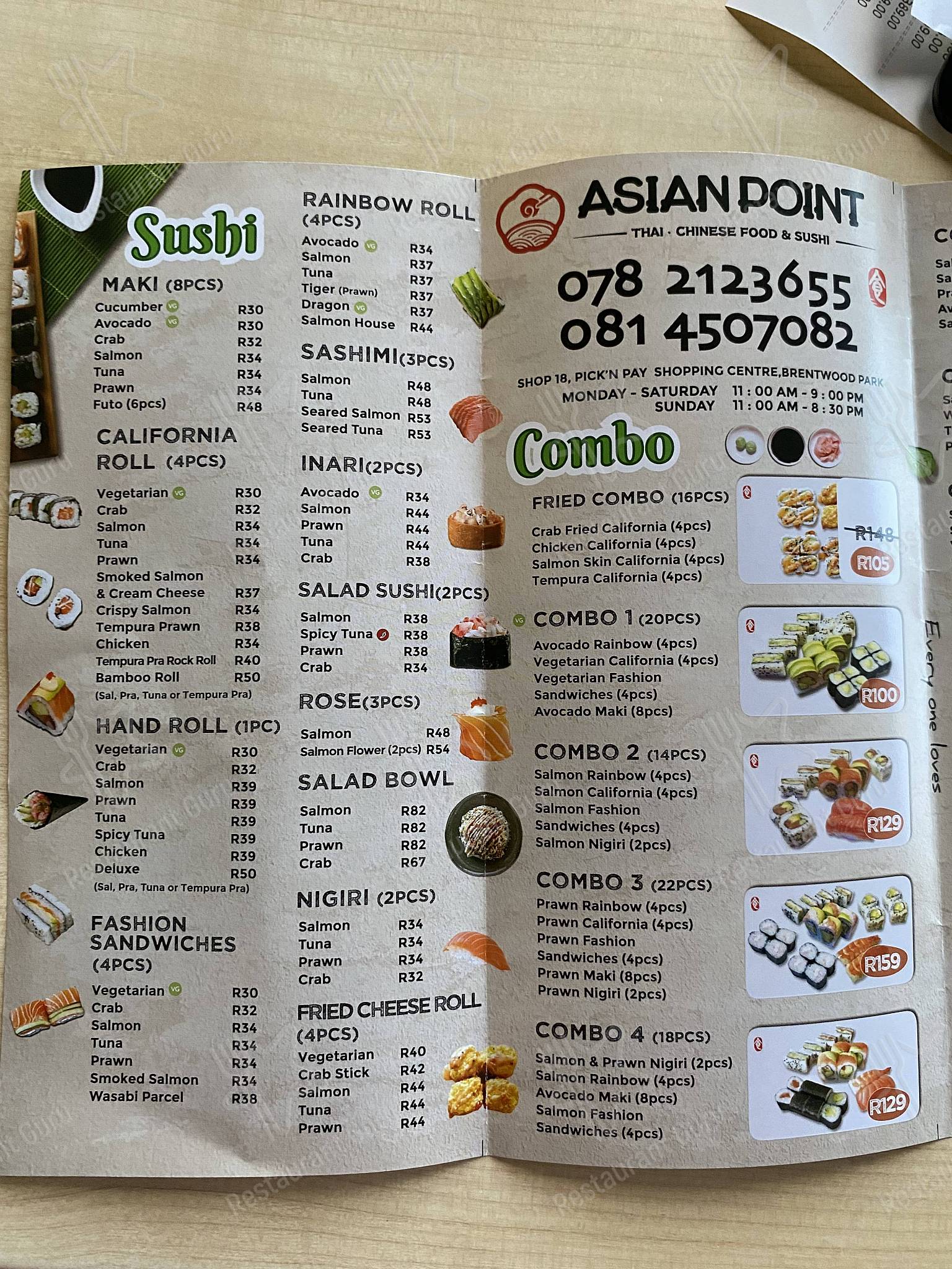 Menu at Asian Point Brentwood Park restaurant, Benoni, cnr Stanley Road