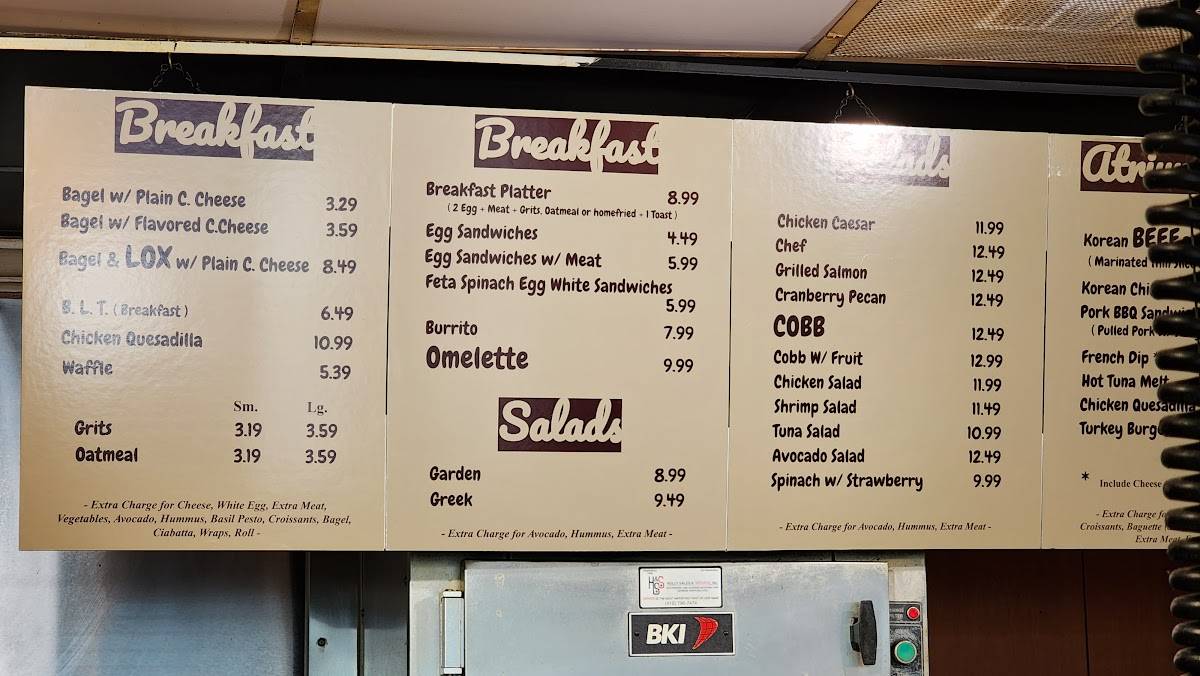 Menu at Atrium Cafe, Washington, 400 Virginia Ave SW