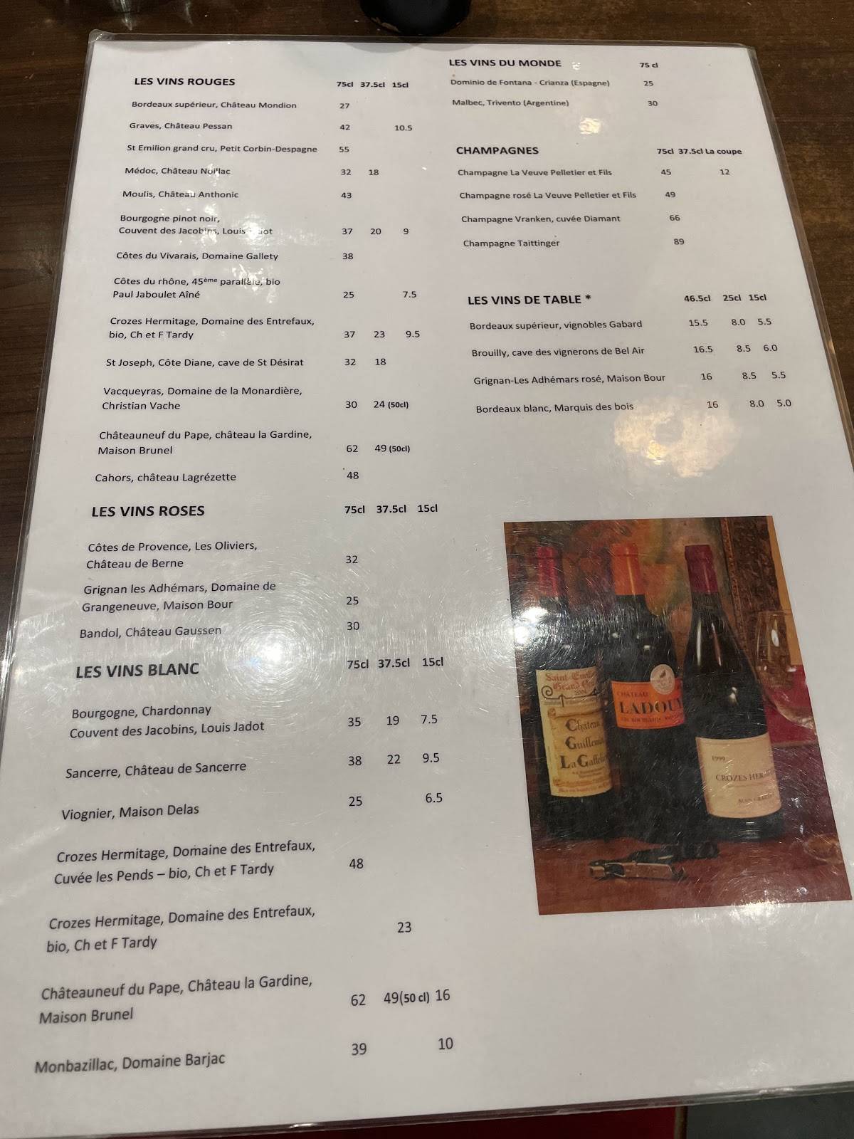 Menu at Au 35 restaurant, Paris, 35 Rue Jacob