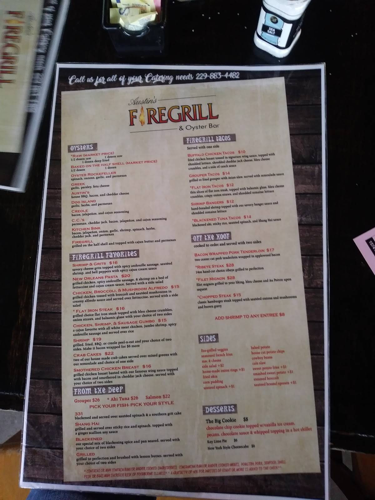 Menu at Austin's Firegrill & Oyster Bar, Albany