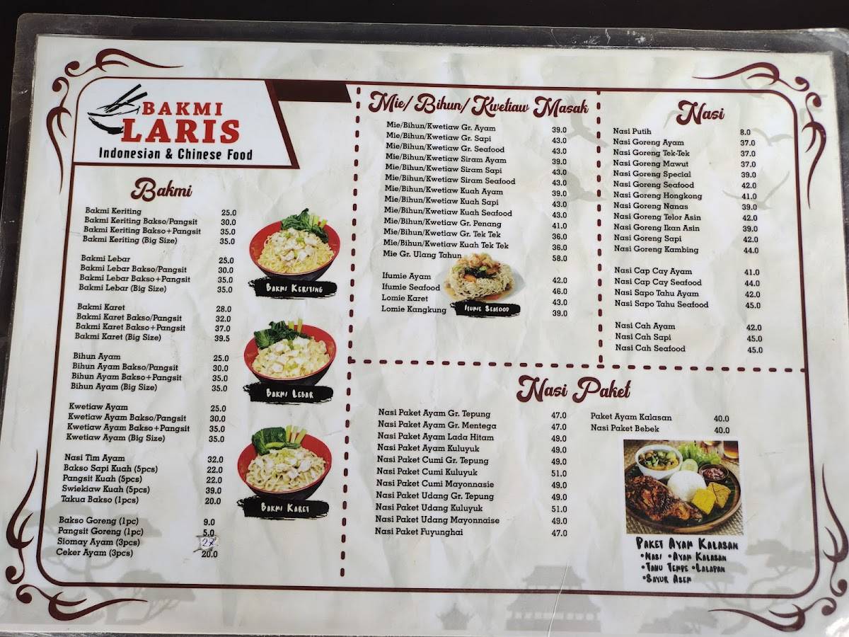 Menu at BAKMI LARIS GRAND WISATA restaurant, Bekasi Regency