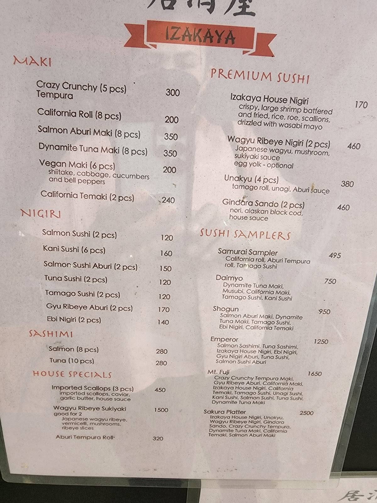 Menu at Delicioso restaurant, Bacolod