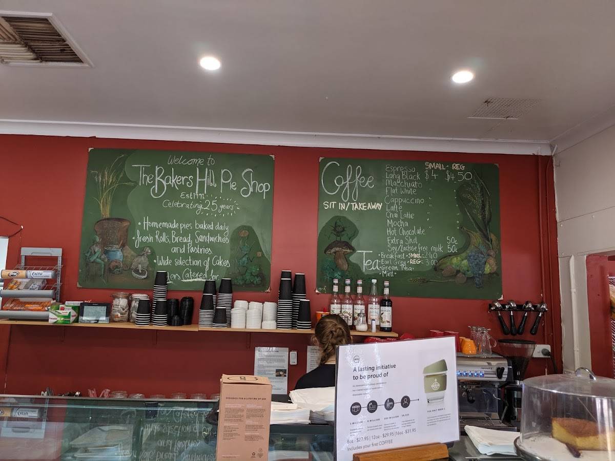 Menu at Bakers Hill Pie Shop restaurant, Bakers Hill